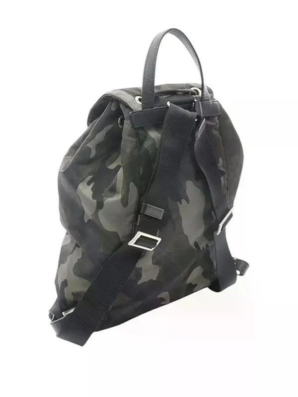 Prada 2013-2026 Tessuto Camouflage Saffiano Backpack - Green