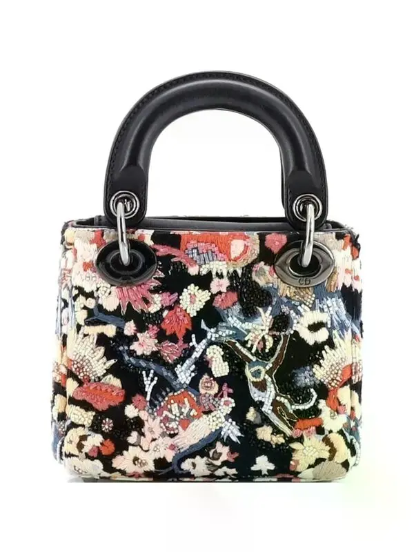 Dior Lady Beaded Embroidered Leather Micro Satchel - Multicolour