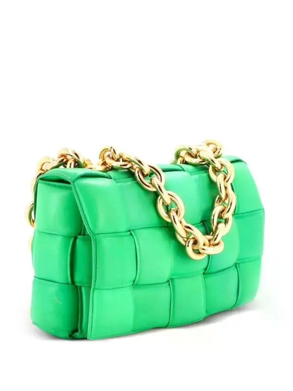 Bottega Veneta Cassette Chain Padded Maxi Intrecciato Leather Crossbody Bag - Green