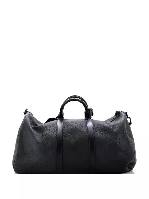LOUIS VUITTON Keepall Bandouliere 50 Travel Bag Taurillon Monogram Leather - Black