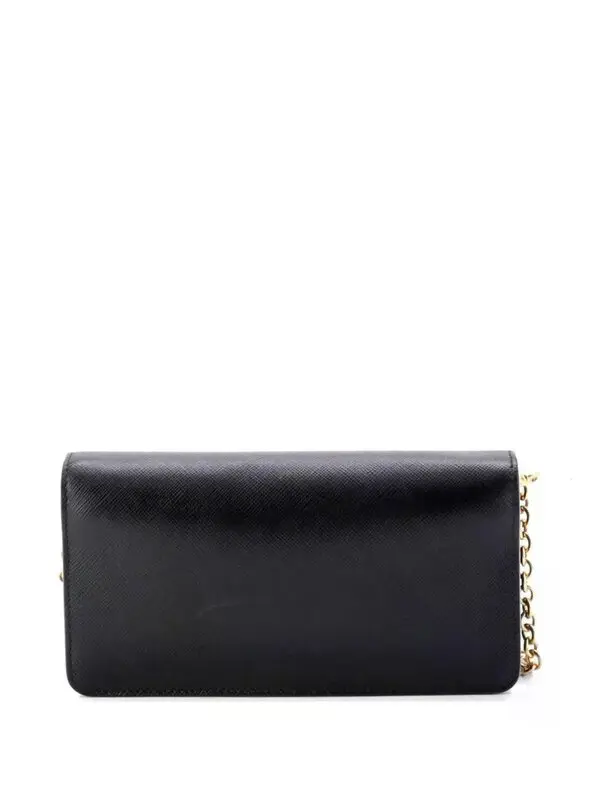 Prada Wristlet Wallet On Chain Saffiano Leather Mini Clutch