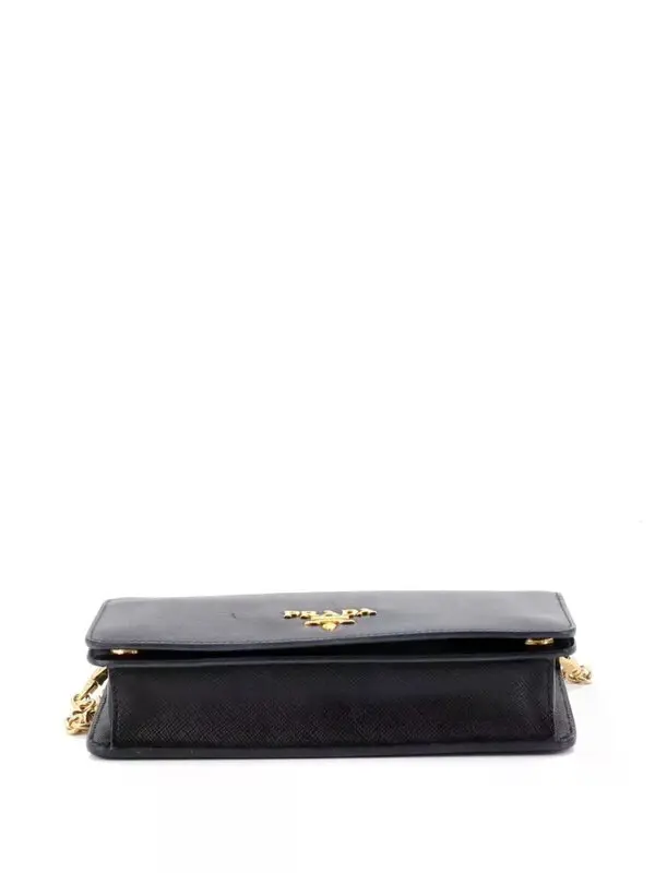 Prada Wristlet Wallet On Chain Saffiano Leather Mini Clutch