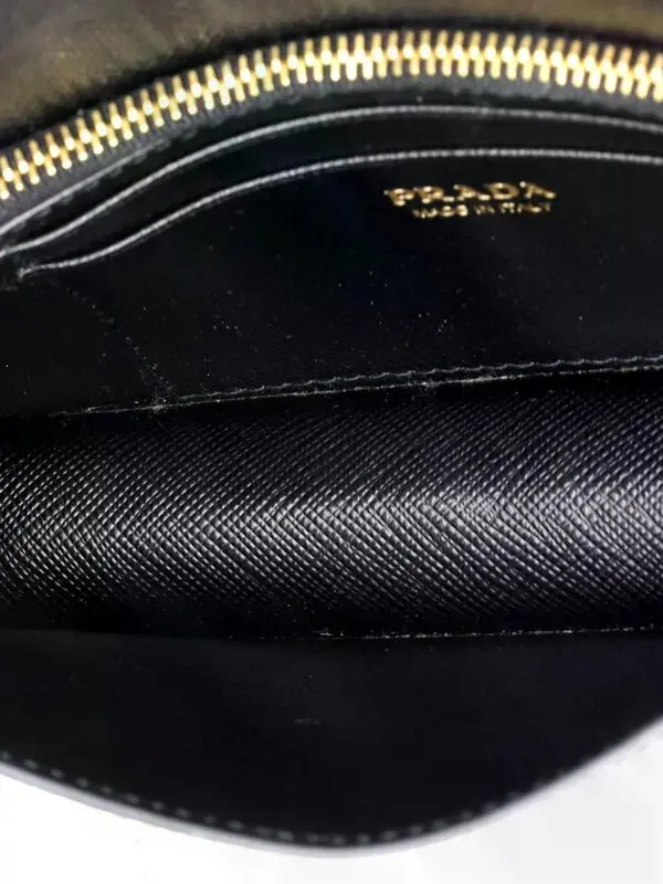 Prada Wristlet Wallet On Chain Saffiano Leather Mini Clutch