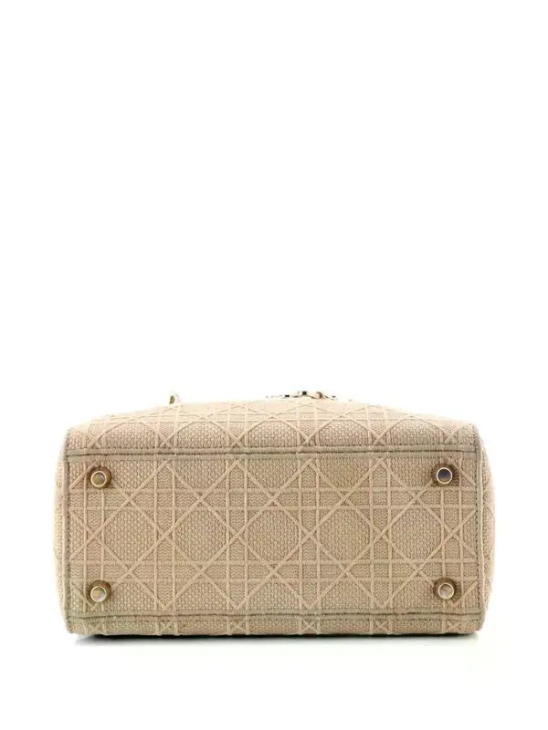 Dior Lady D-lite Cannage Embroidered Canvas Medium Satchel - Neutrals