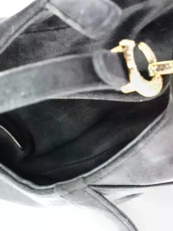 Dior Saddle Handbag Velvet With Crystals Mini Shoulder Bag - Black