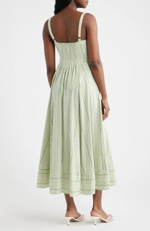 green and white striped midi dress Green Striped Puff Sleeve Midi Dress – Grace At Home Treasures main image 0