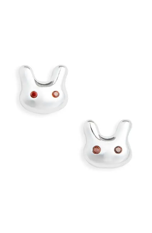 Sandy Liang Terminator Bunny Stud Earrings - Silver
