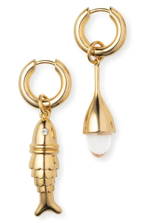 Éliou Costa Mismatched Charm Huggie Hoop Earrings