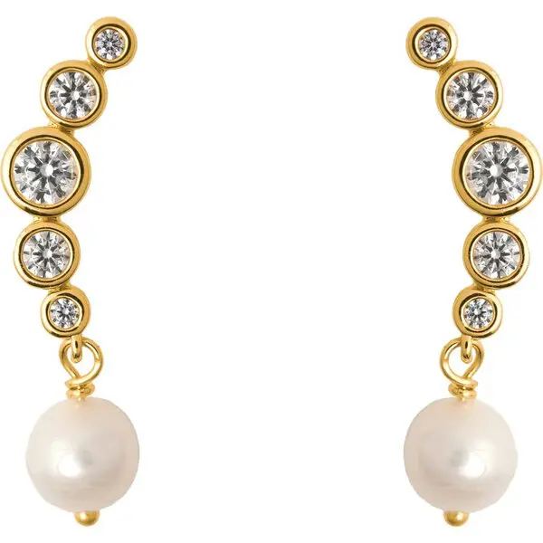 Éliou Elene Cubic Zirconia & Pearl Earrings - Gold Plated