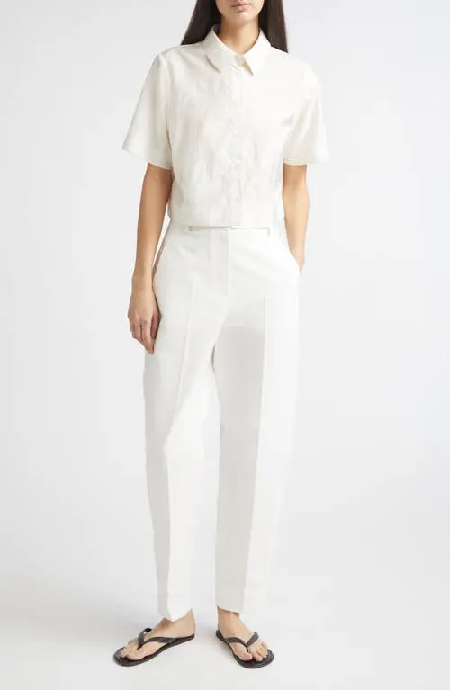 Partow Tilden Crop Short Sleeve Button-up Shirt