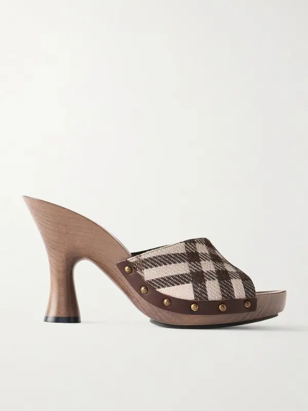 Burberry Le Potter Checked Mules - Neutrals