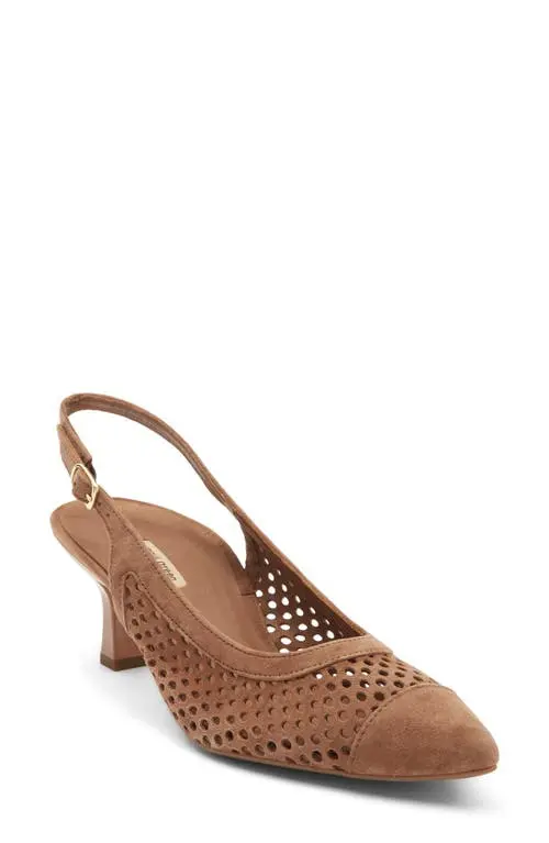 Paul Green Derby Slingback Pumps - Nut Suede
