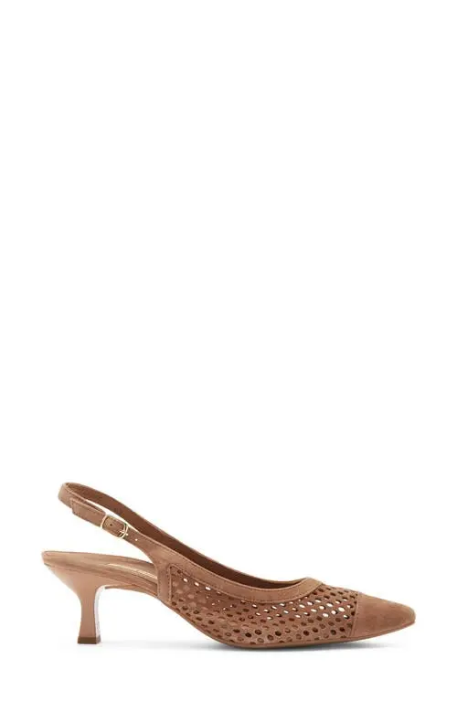 Paul Green Derby Slingback Pumps - Nut Suede