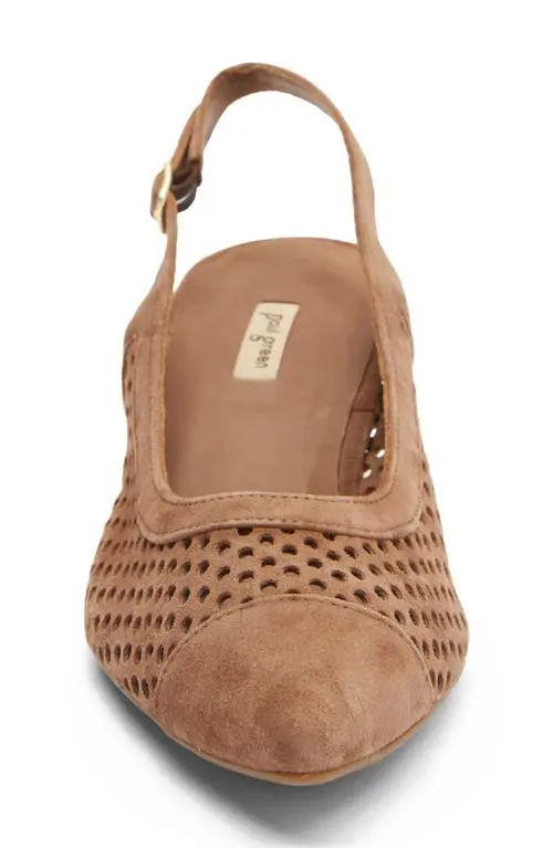 Paul Green Derby Slingback Pumps - Nut Suede