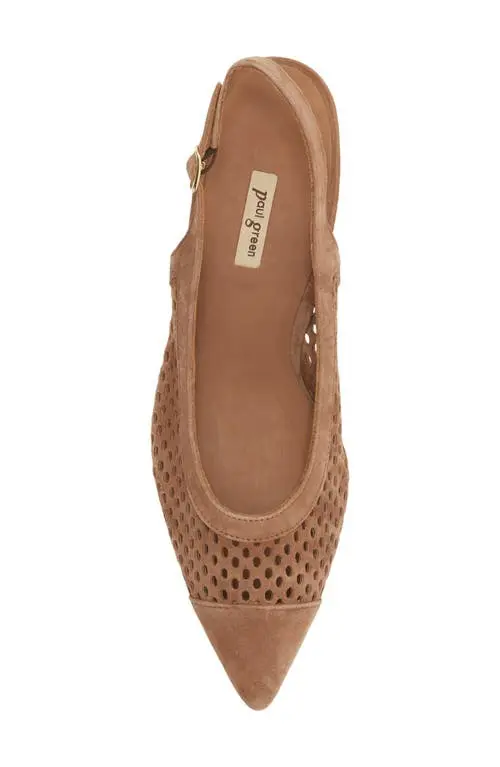 Paul Green Derby Slingback Pumps - Nut Suede