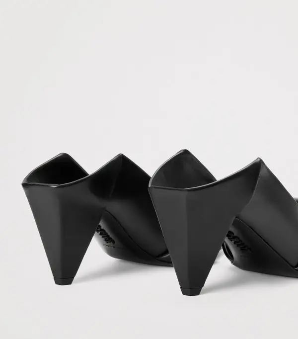 Loewe Leather Origami Flap Back Pumps - Black