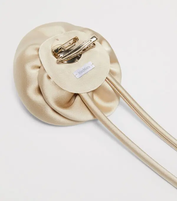 Max Mara Satin Flower Brooch - Beige