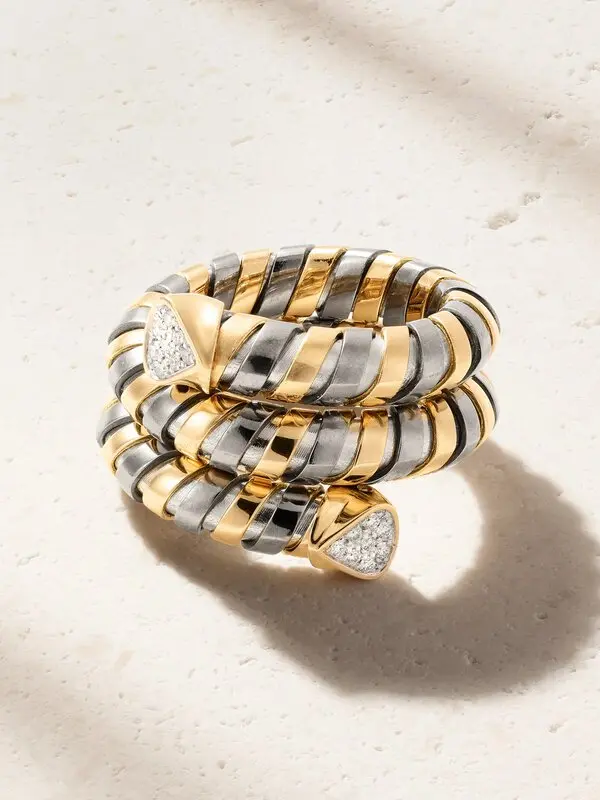 Marina B Trisola 18-karat Diamond And Titanium Ring - Gold