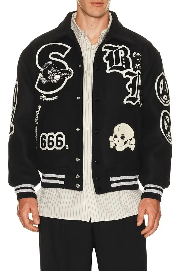 SAINT MXXXXXX Snt Hunter X Bounty Hunter Varsity Jacket - Black
