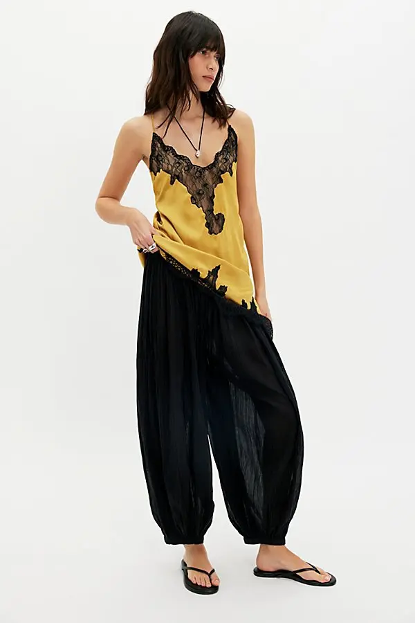Free People Intimately Heirloom Mini Slip Dress - Gold Combo