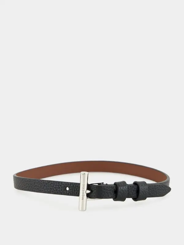 Alexander McQueen T-bar Double Wrap Leather Belt - Black