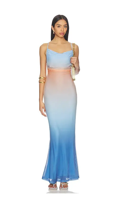 Minkpink Solstice Ombre Mesh Maxi Dress - Blue