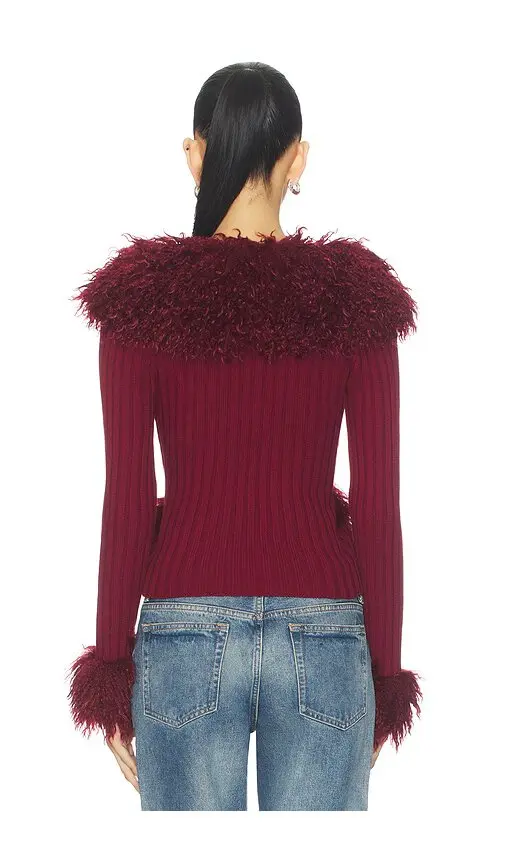 I.AM.GIA Faux Fur Trimmed Cardigan - Red