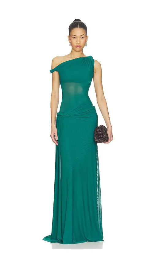 Misha Collection Sisal Mesh Gown - Teal