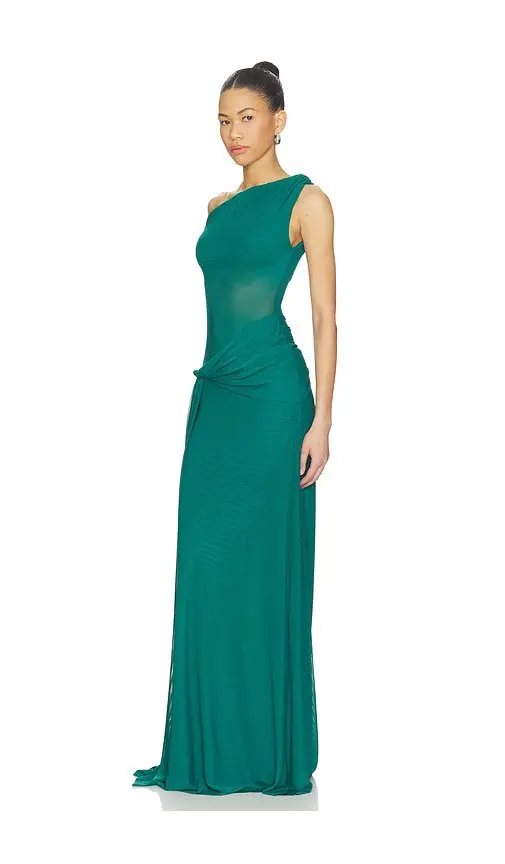 Misha Collection Sisal Mesh Gown - Teal