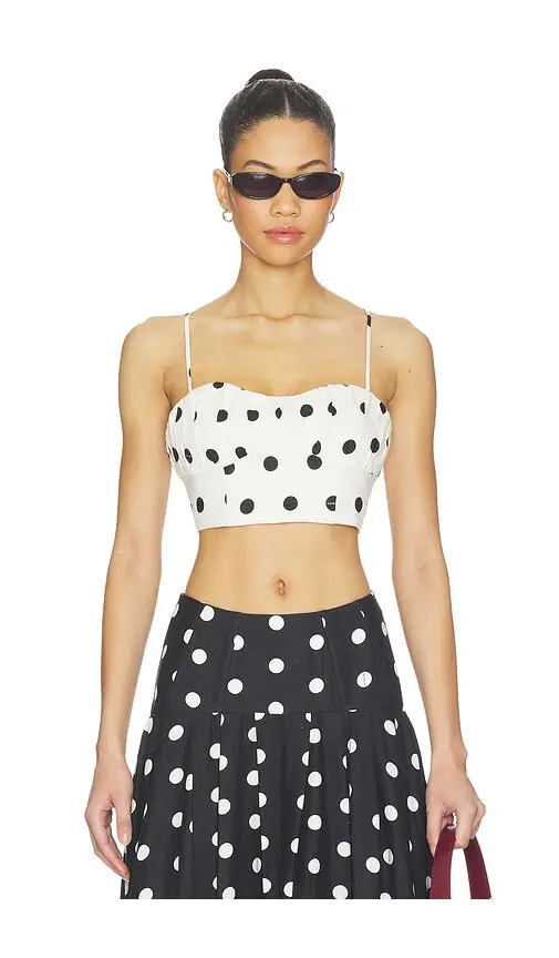 NICHOLAS Yulia Polka Dot Cropped Top