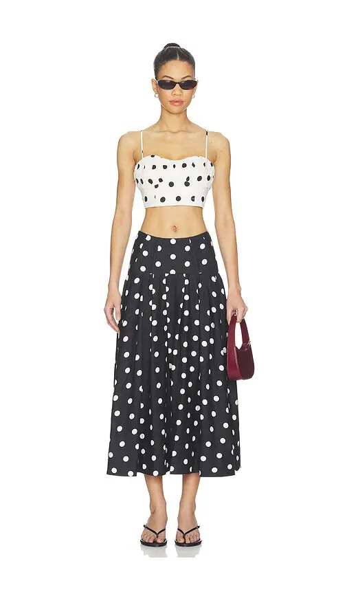 NICHOLAS Yulia Polka Dot Cropped Top