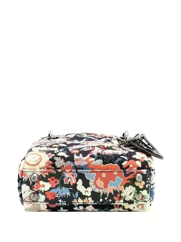 Dior Lady Beaded Embroidered Leather Micro Satchel - Multicolour