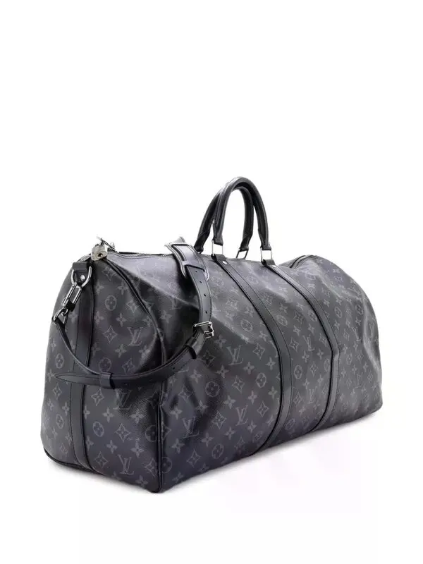 LOUIS VUITTON Keepall Bandouliere 55 Travel Bag Monogram Eclipse Canvas
