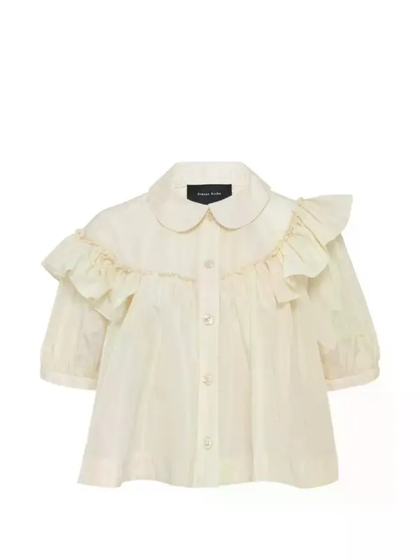 Simone Rocha Puff Sleeve Ruffled Blouse - Neutrals