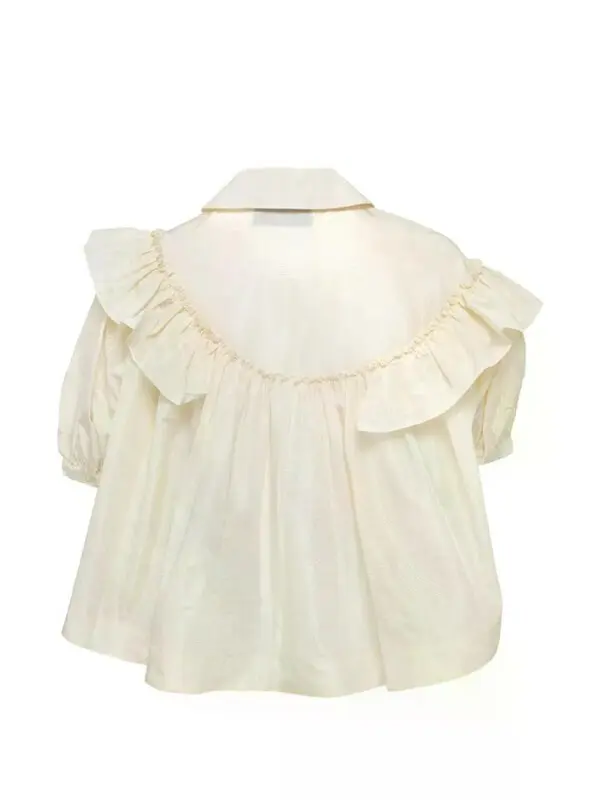 Simone Rocha Puff Sleeve Ruffled Blouse - Neutrals
