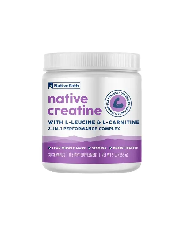 NATIVEPATH Creatine Monohydrate Powder With L-leucine And L-carnitine Supports Muscle Health For And 30 Servings - White