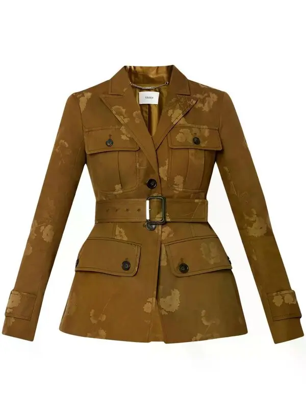 Erdem Floral-jacquard Belted Blazer