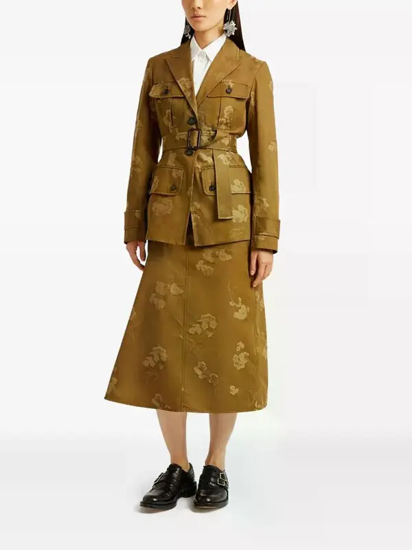Erdem Floral-jacquard Belted Blazer