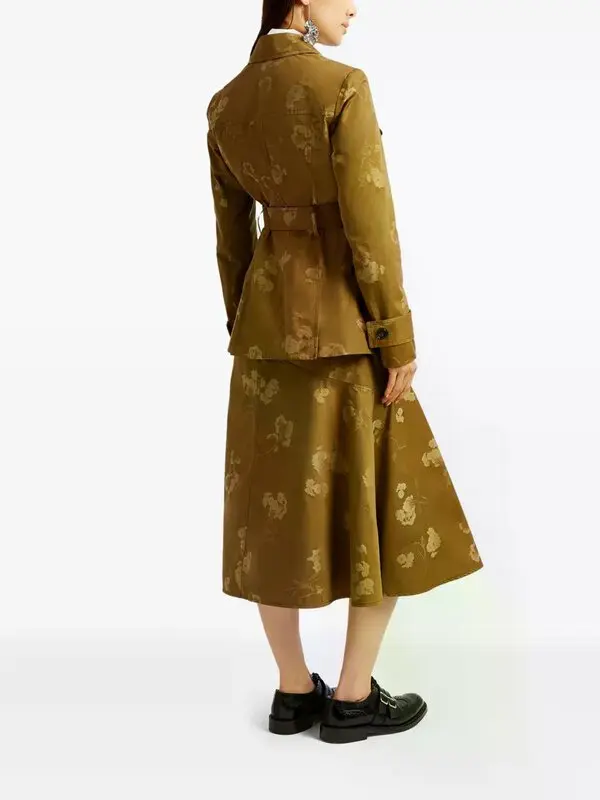 Erdem Floral-jacquard Belted Blazer