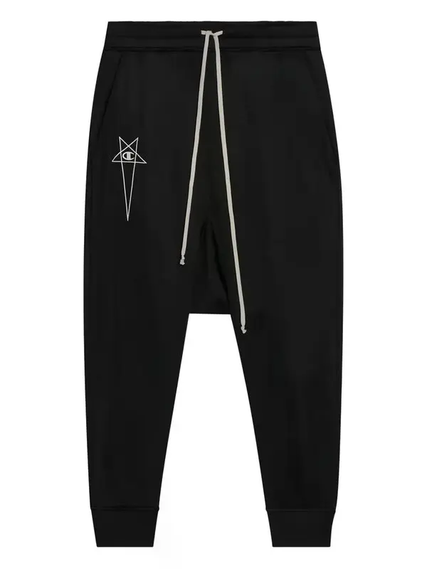 Rick Owens Star-embroidered Drawstring Trousers - Black