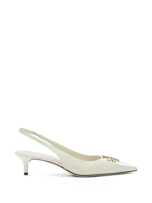 Tory Burch Appliquéd Leather Heeled Pumps - Neutrals