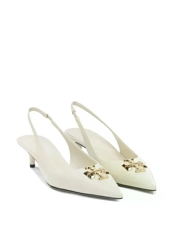 Tory Burch Appliquéd Leather Heeled Pumps - Neutrals