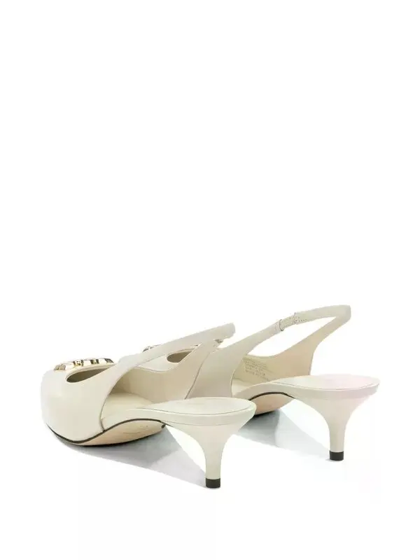 Tory Burch Appliquéd Leather Heeled Pumps - Neutrals