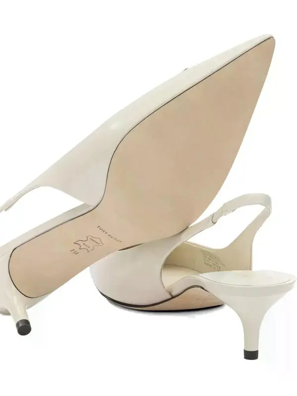 Tory Burch Appliquéd Leather Heeled Pumps - Neutrals