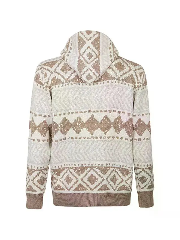 TOOCO Patterned Hooded Cardigan