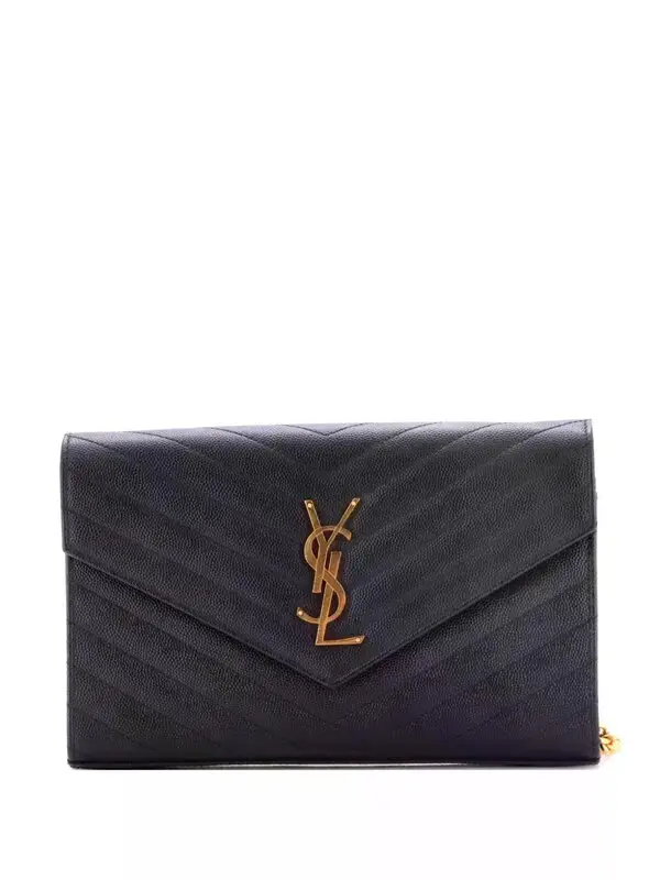 Saint Laurent Monogram Matelasse Wallet On Chain Medium Crossbody Bag - Black