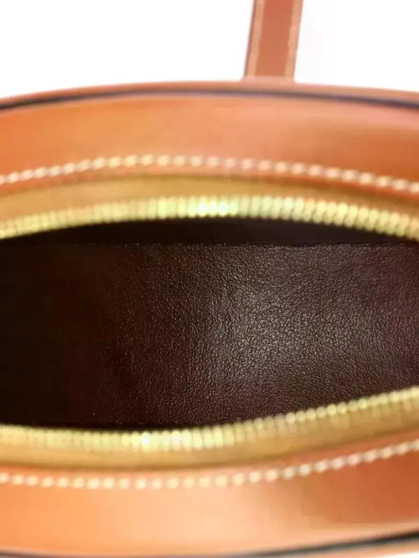 Celine Triomphe Oval Canvas And Leather Crossbody Bag - Brown