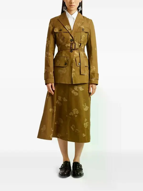 Erdem Floral-jacquard Belted Blazer