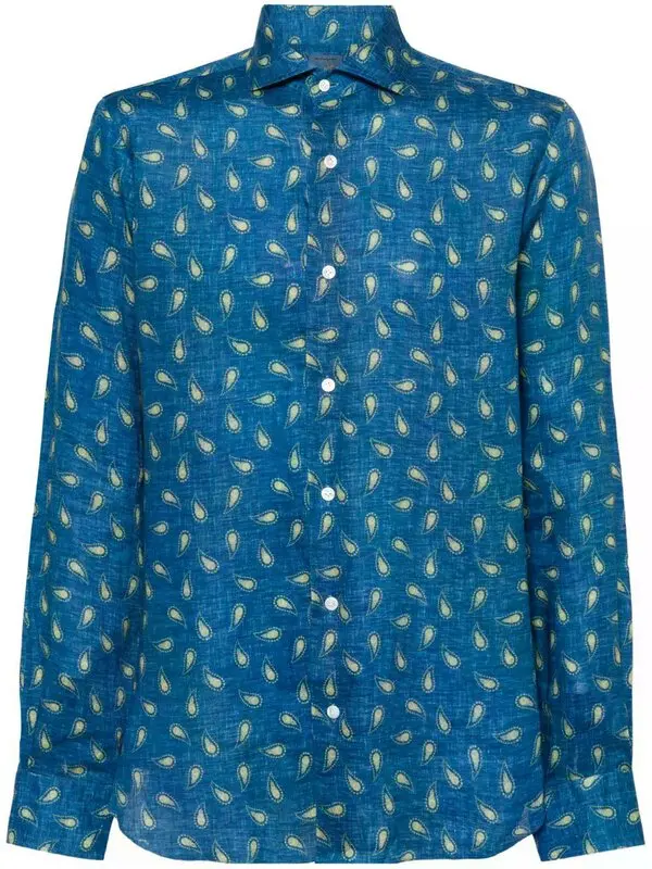 BARBA NAPOLI Paisley-print Linen Shirt