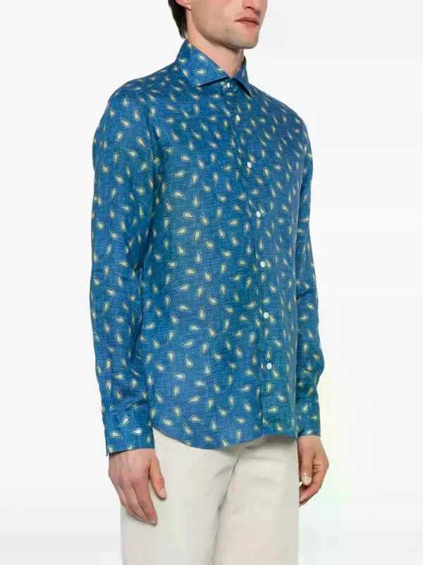BARBA NAPOLI Paisley-print Linen Shirt